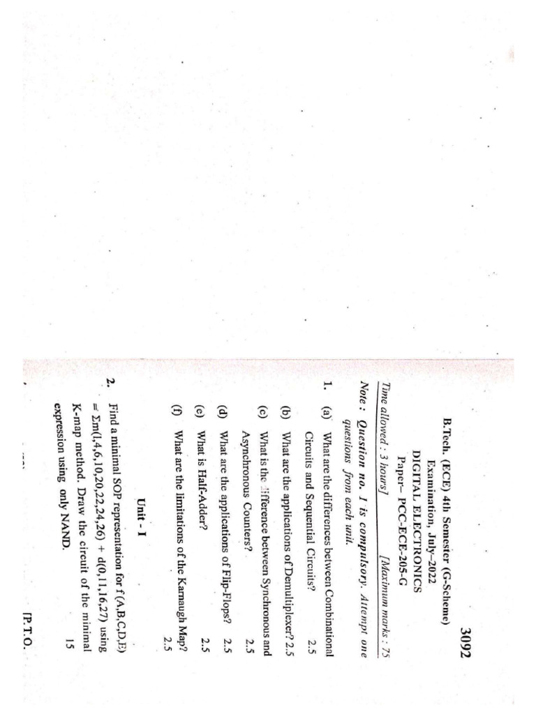 2022 July Btech Ece 4th Sem Digital Electrionics | PDF