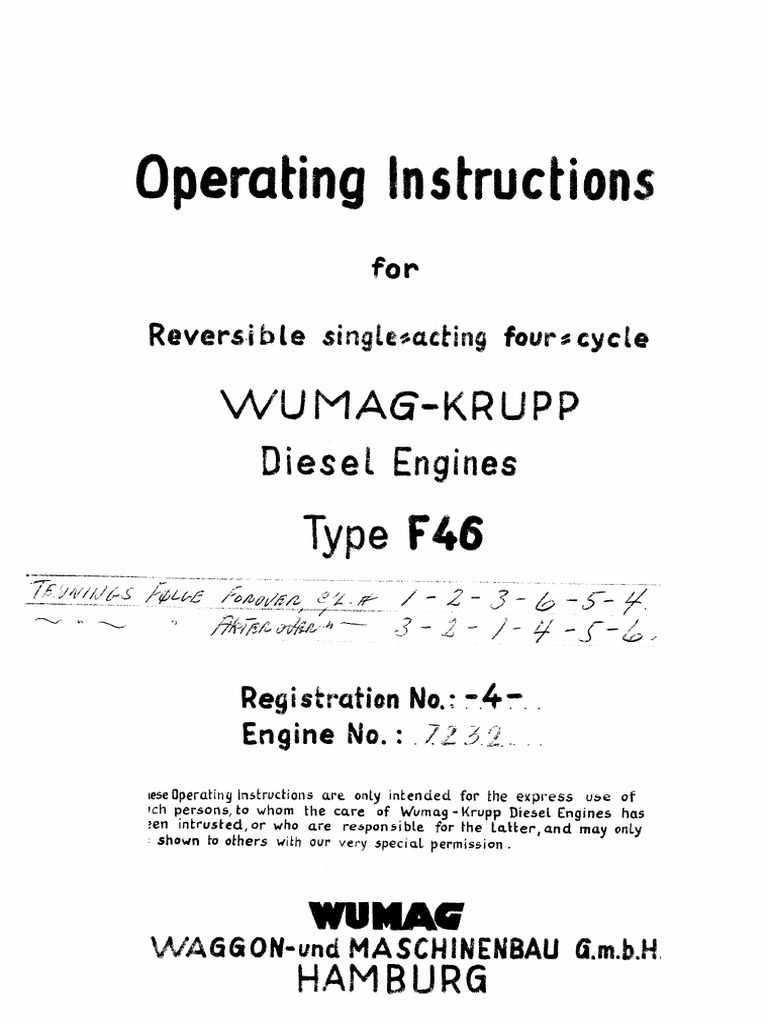 WUMAG-KRUPP F46 Engine Operating Instructions | PDF