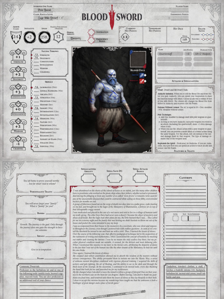 Dwarf Character Sheet for RPG | PDF