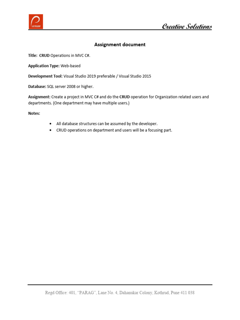 Training Assignment | PDF