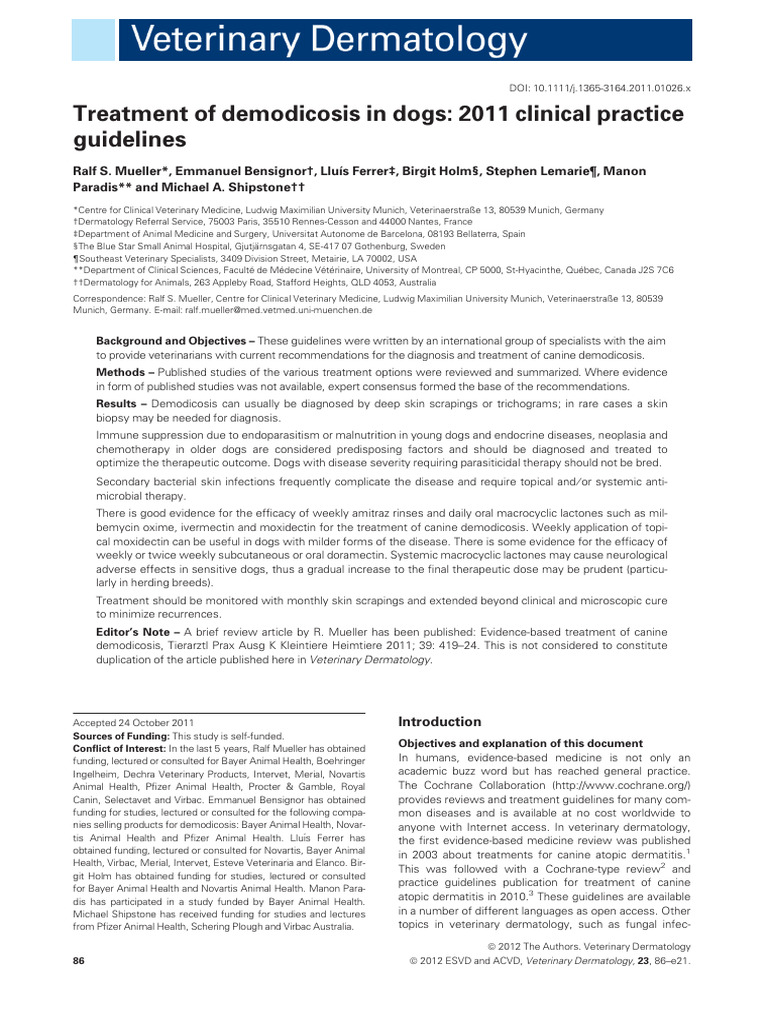 Demodicosis Treatment Guidelines 2011 | PDF | Cure | Medicine