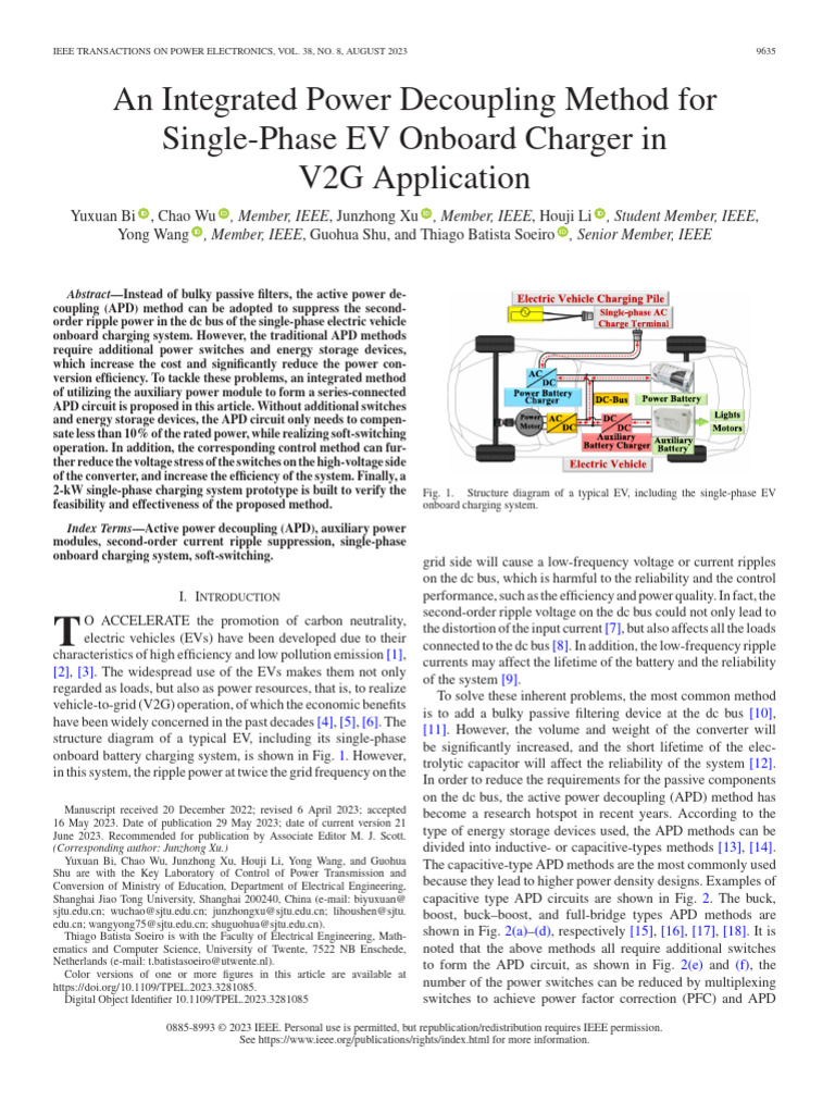 An Integrated Power Decoupling Method For Single-Phase EV Onboard ...