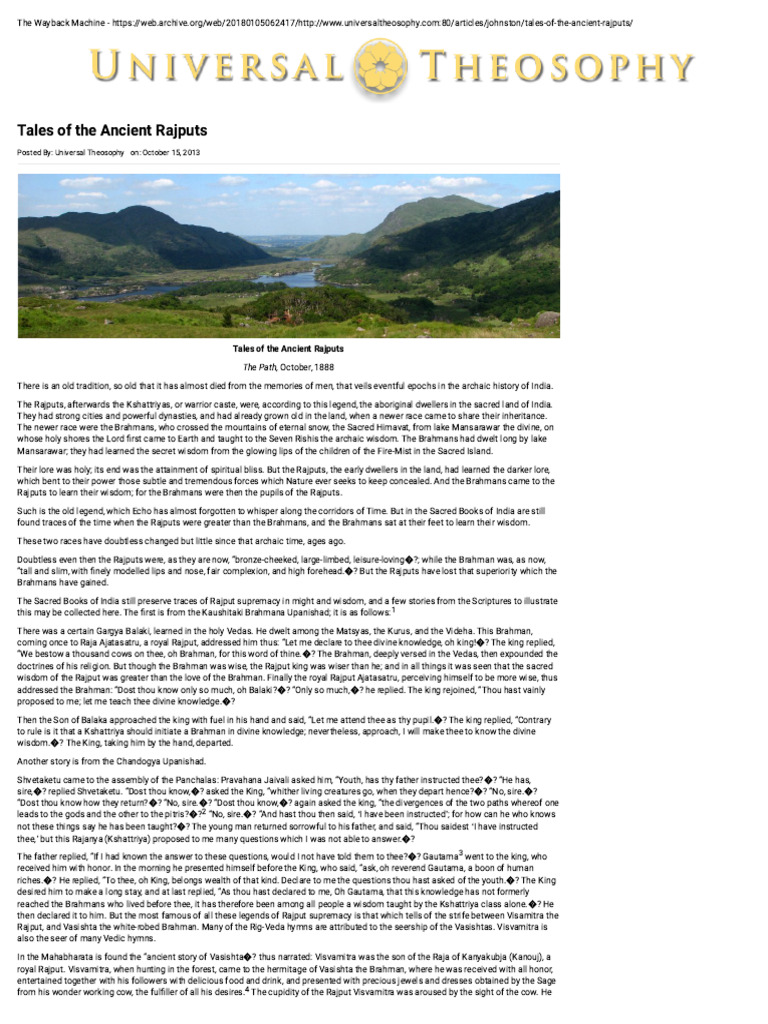Tales of The Ancient Rajputs - Universal Theosophy | PDF | Brahman