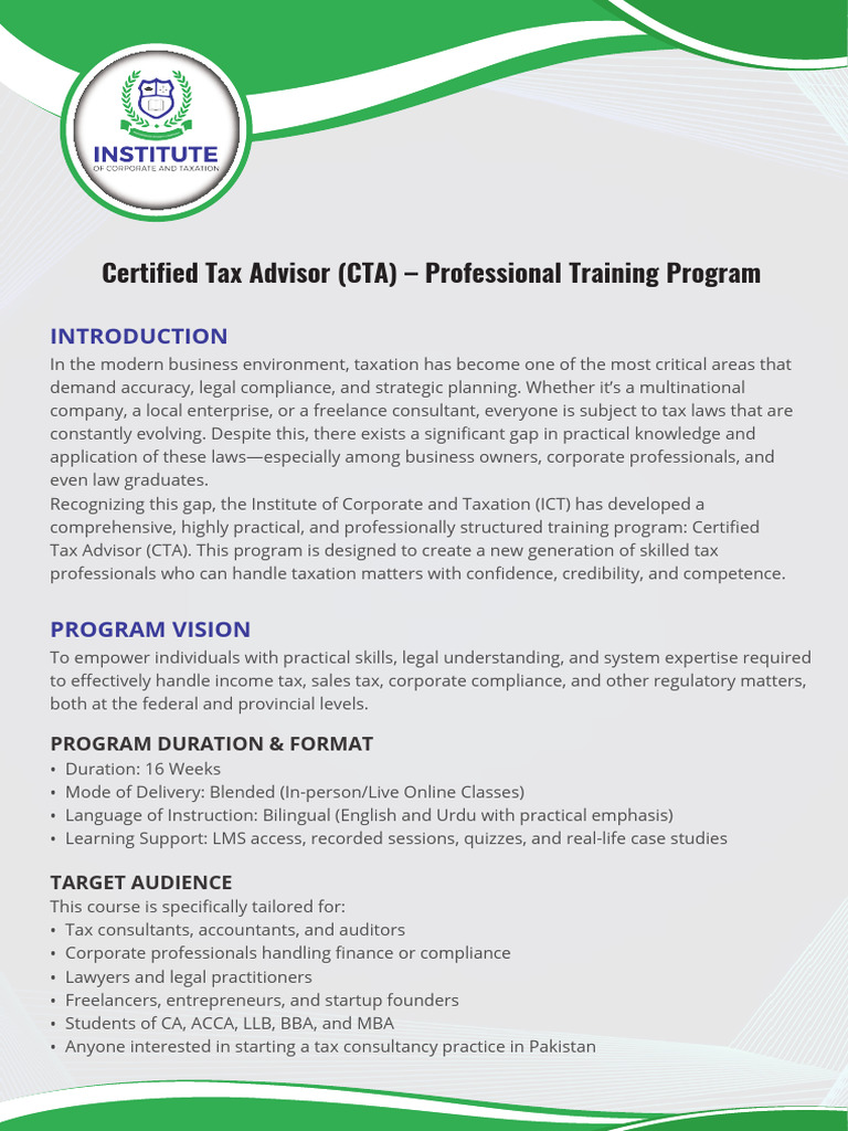 Certified Tax Advisor Brochure Design | PDF | Taxes | Limited Liability ...
