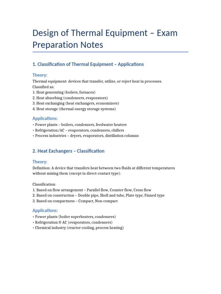Thermal Equipment Design Exam Notes | PDF | Heat Exchanger | Chemical ...