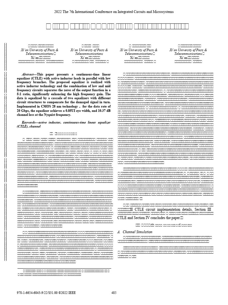 A 20Gbps CTLE With Active Inductor | PDF | Equalization (Audio ...