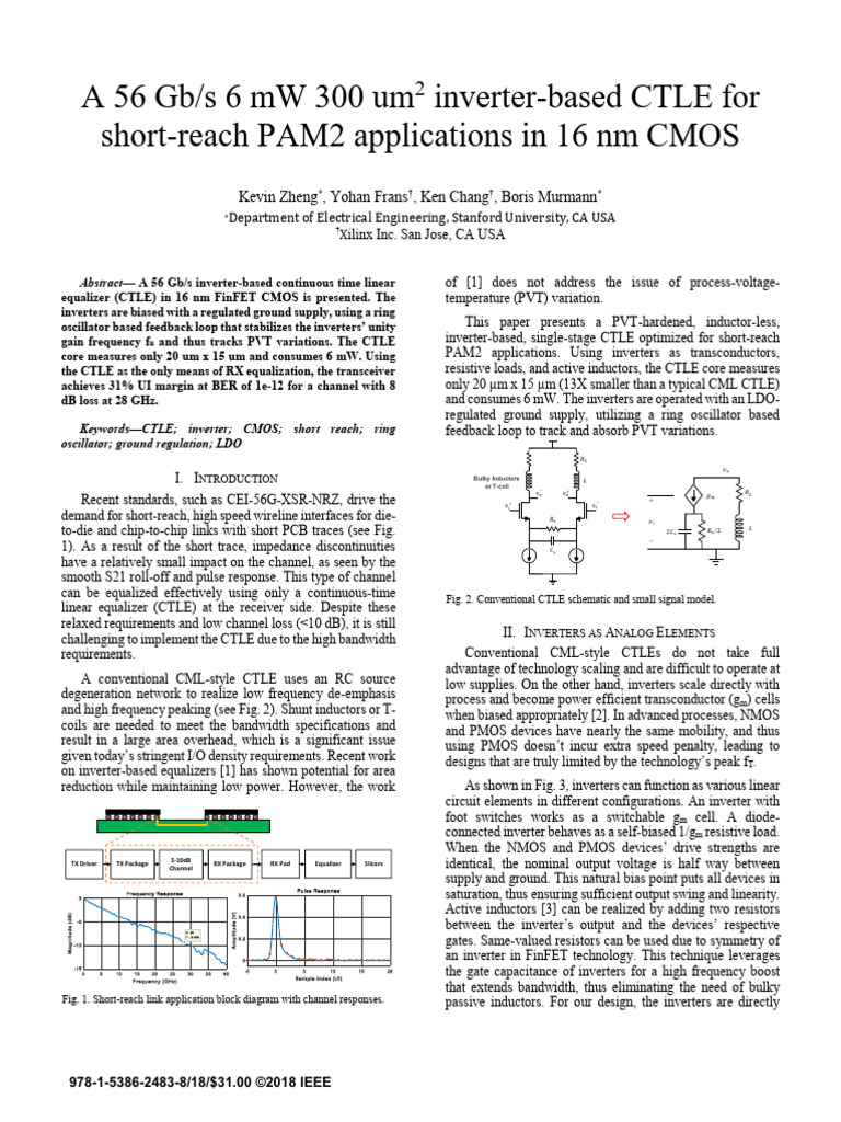 Inverter-Based CTLE for 56 Gb/s PAM2 | PDF | Electronic Oscillator ...