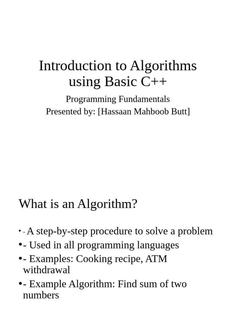 5.programming Fundamentals | PDF | C++ | Algorithms