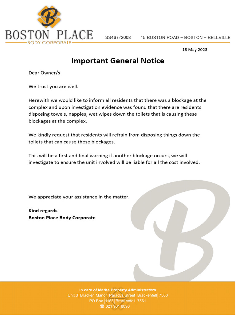 Boston Place - Disposal Notice | PDF