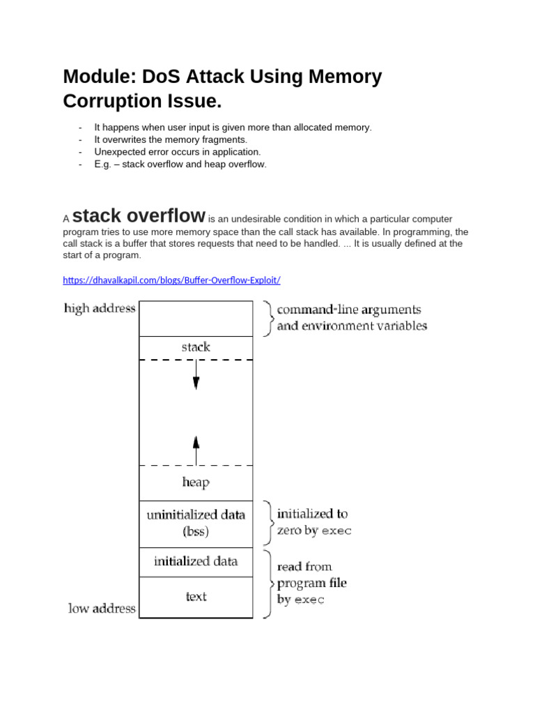 Memory Corruption DoS Attack Analysis | PDF | Software Development ...