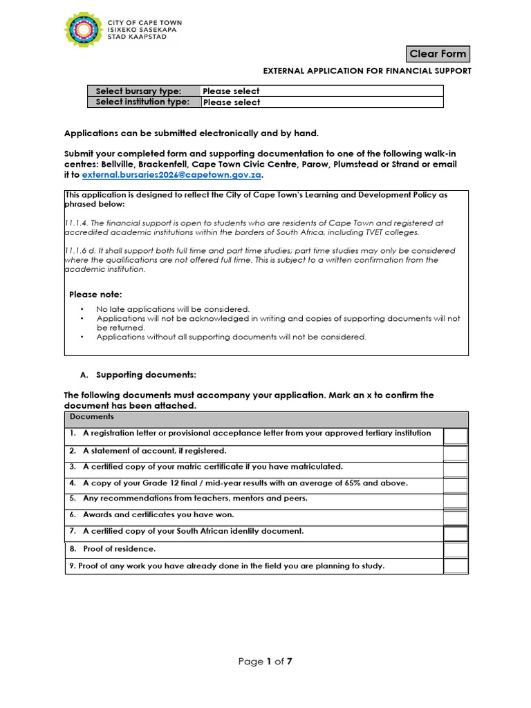 External Bursary Application Form | PDF