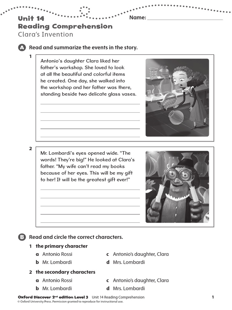 OD2e L3 Reading Comprehension WS Unit 14 | PDF