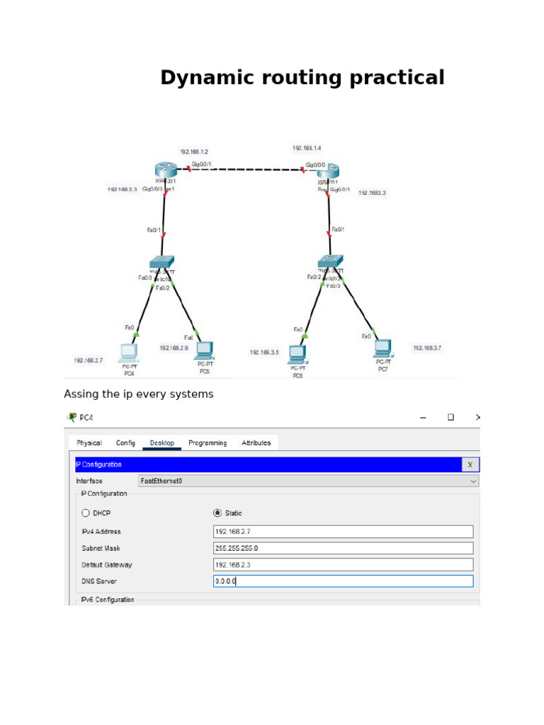 Dynamic Routing and Static Routing Practical | PDF