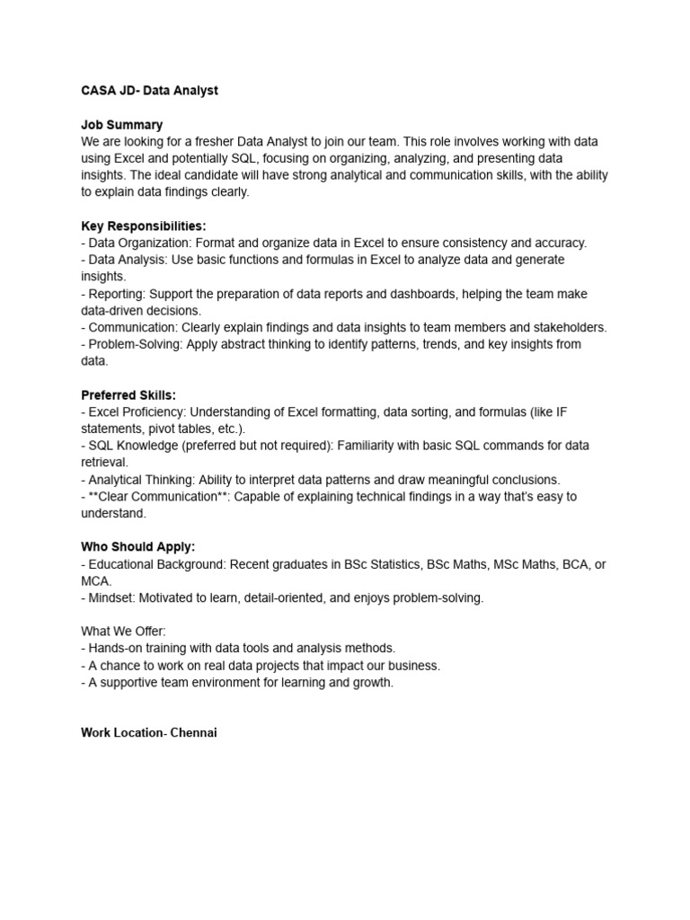 CASA JD - Data Analyst | PDF