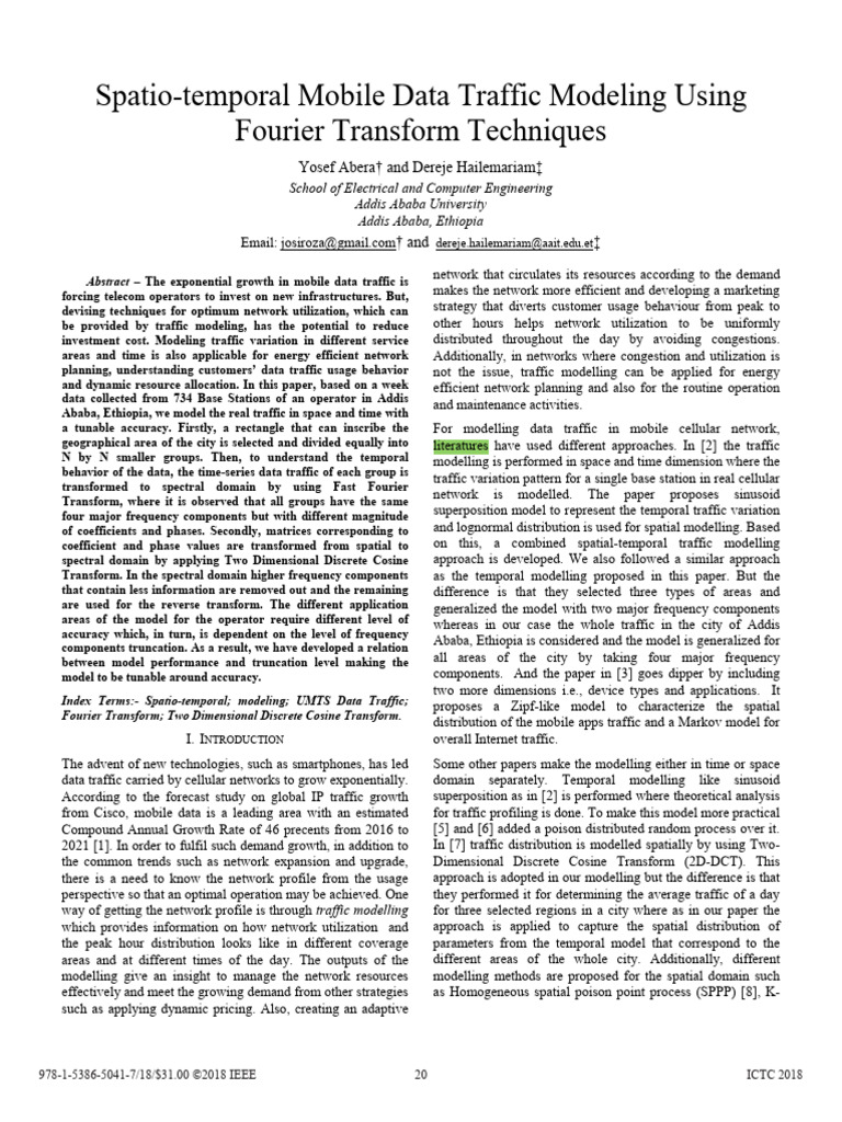 Spatio-Temporal Mobile Traffic Modeling | PDF | Matrix (Mathematics ...
