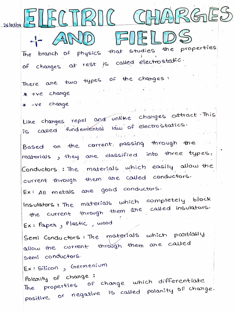 Electric Charges and Fields | PDF | Electric Charge | Electric Current