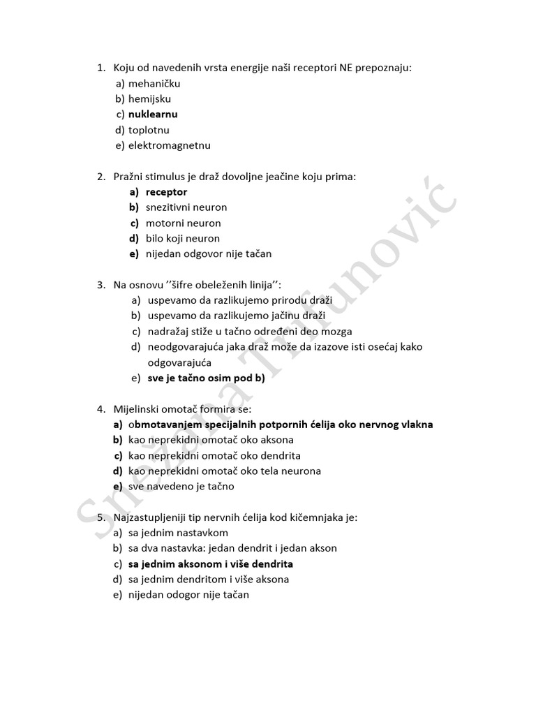 2 Fiziologija Zivotinja Resenja. | PDF