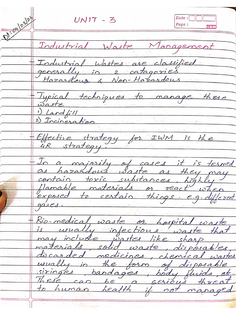 Industrial Waste Management Notes | PDF