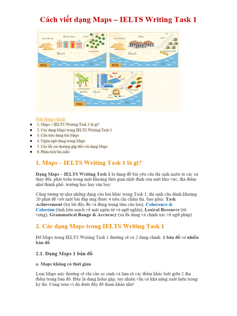 Cách Viết Dạng Maps - IELTS Writing Task 1 | PDF