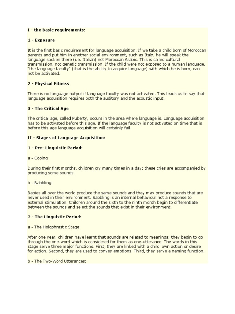 Stages of First Lang Acquisition | PDF | Language Acquisition ...