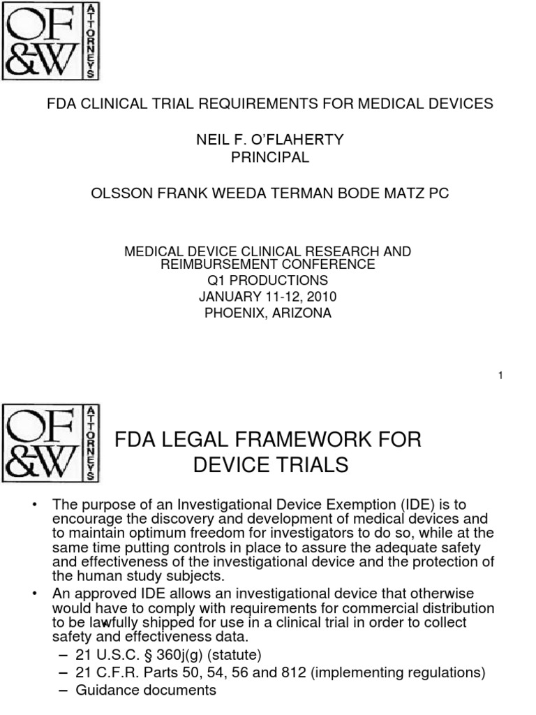 FDA Clinical Trial Requirements For Medical Devices | PDF ...
