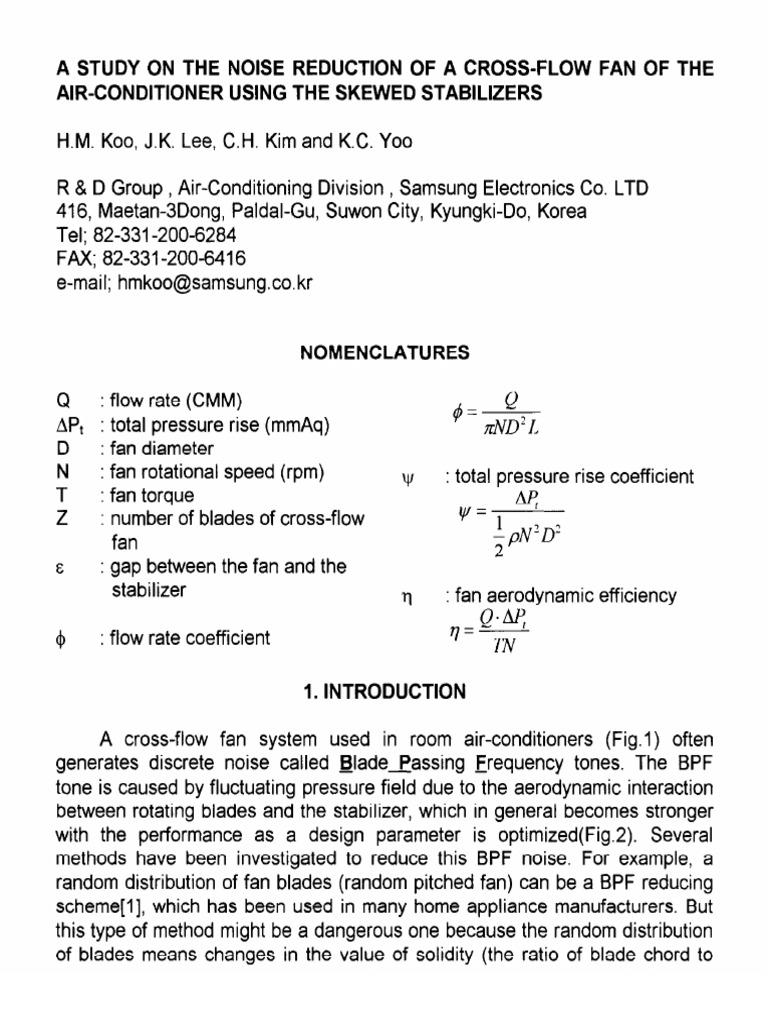 1998-A Study On The Noise Reduction of A Cross-Flow Fan of The Air ...