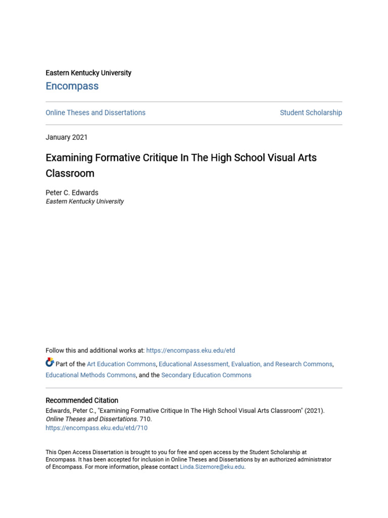 Examining Formative Critique in The High School Visual Arts Class | PDF ...