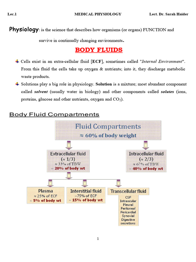 Understanding Body Fluids in Physiology | PDF | Physiology