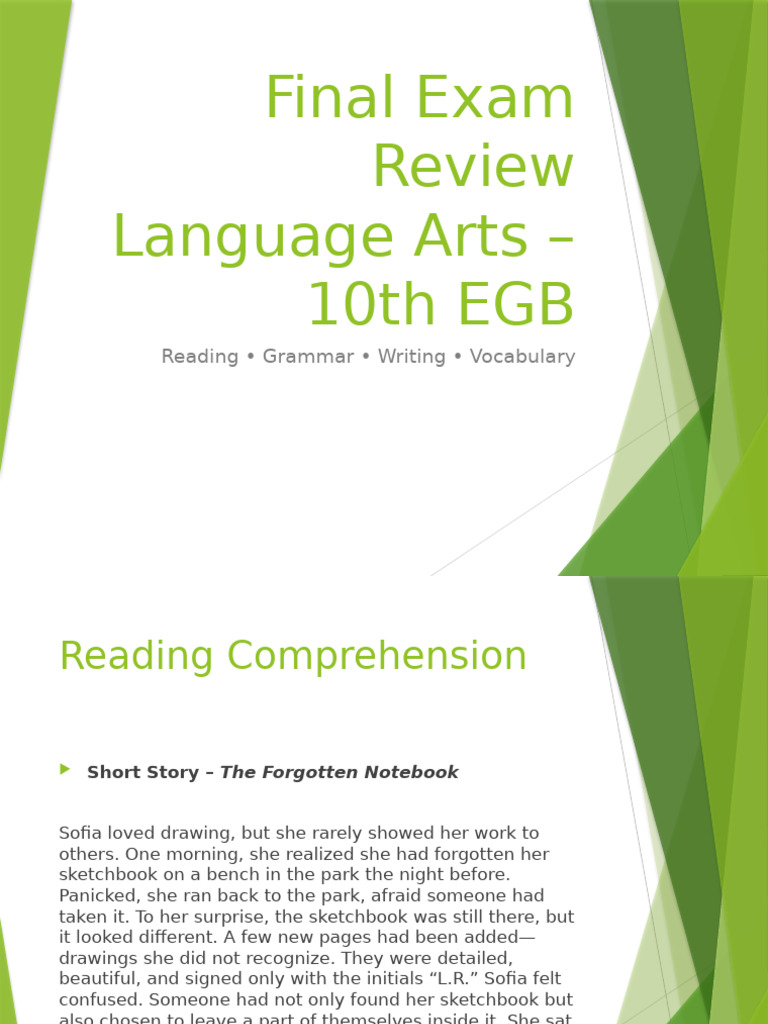 10th Grade Language Arts Exam Review | PDF | Verb | Sentence (Linguistics)