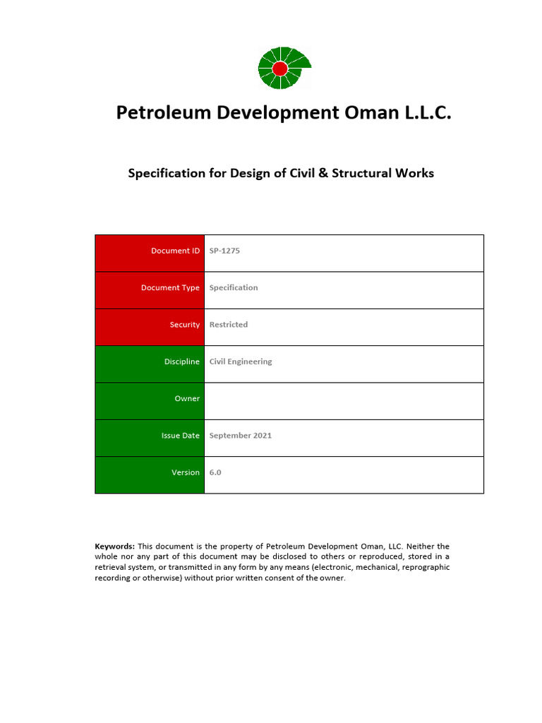 SP-1275 Design of Civil & Structural Works Rev-6 | PDF | Concrete ...