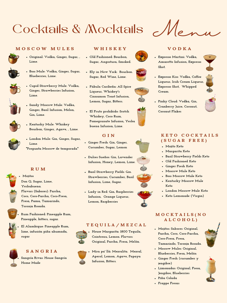 Creative Non-Alcoholic Cocktail Menu | PDF | Cocktails | Fermented Drinks
