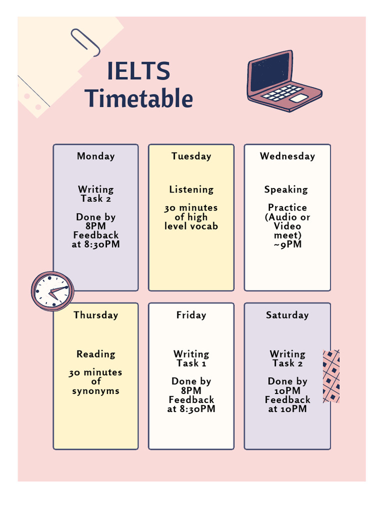 IELTS Weekly Study Timetable | PDF