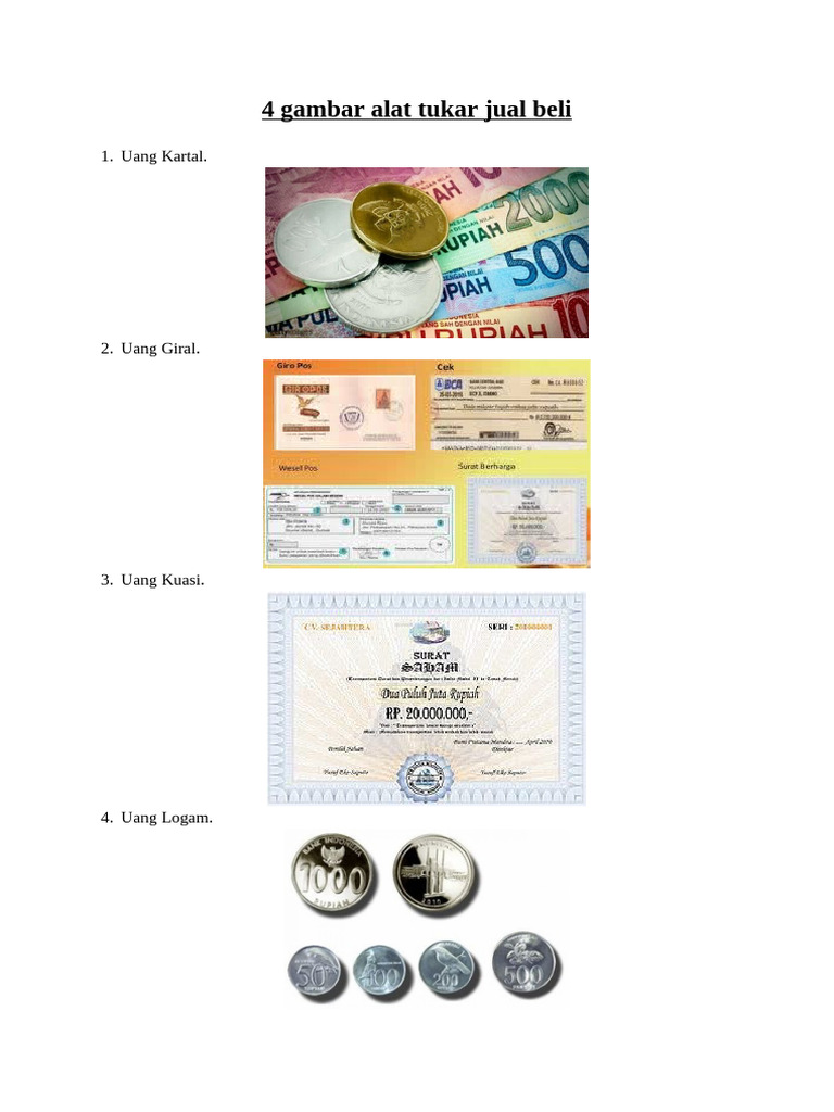 4 Gambar Alat Tukar Jual Beli | PDF