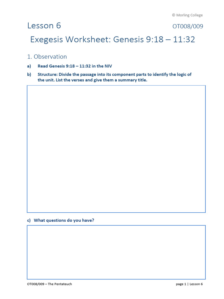 OT008-009 Lesson 6 Worksheet | PDF | Noah | Book Of Genesis