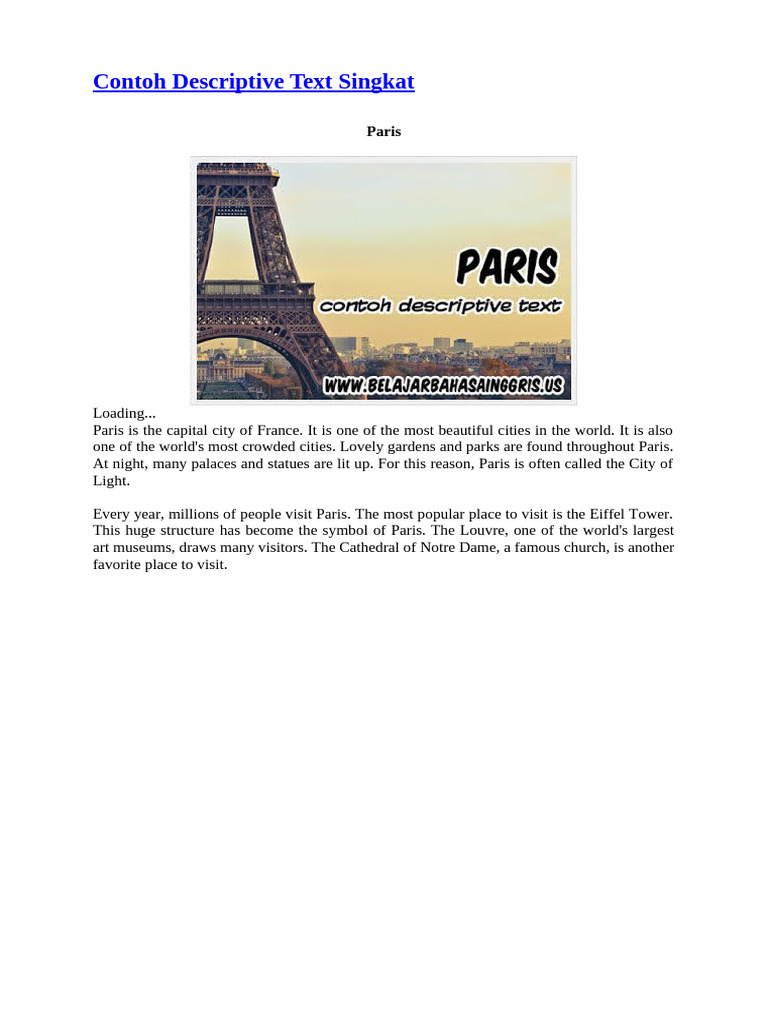 Contoh Descriptive Text Singkat | PDF