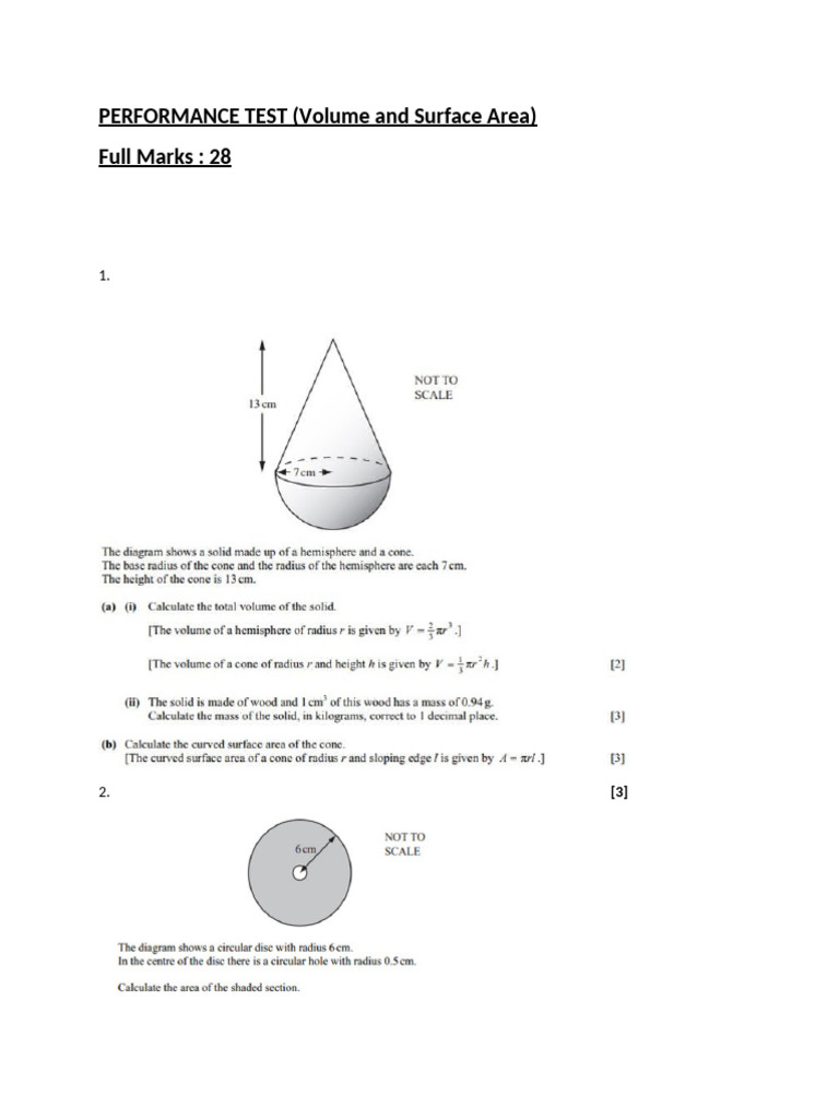 Volume and Surface Area Test Guide | PDF