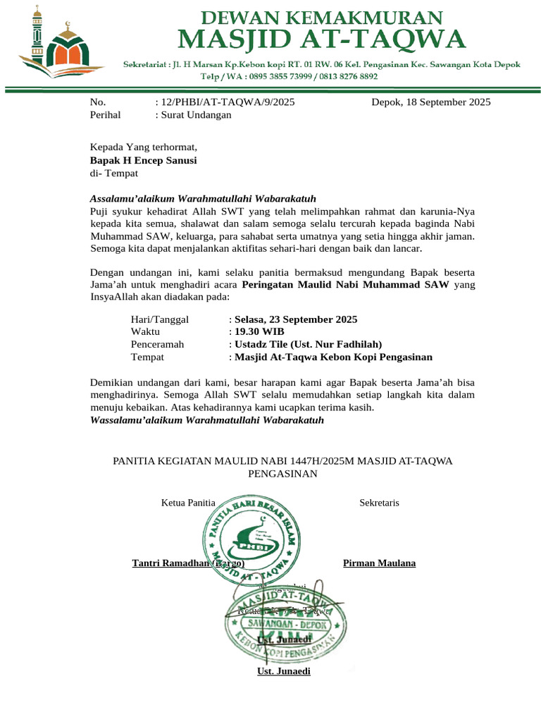 Surat Undangan Tokoh Masyarakat | PDF