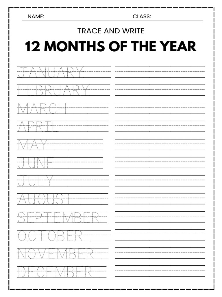 12 Months of the Year Worksheet | PDF