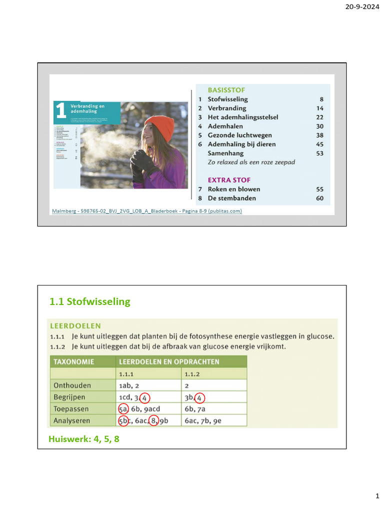 Thema 1 Verbranding en Ademhaling | PDF