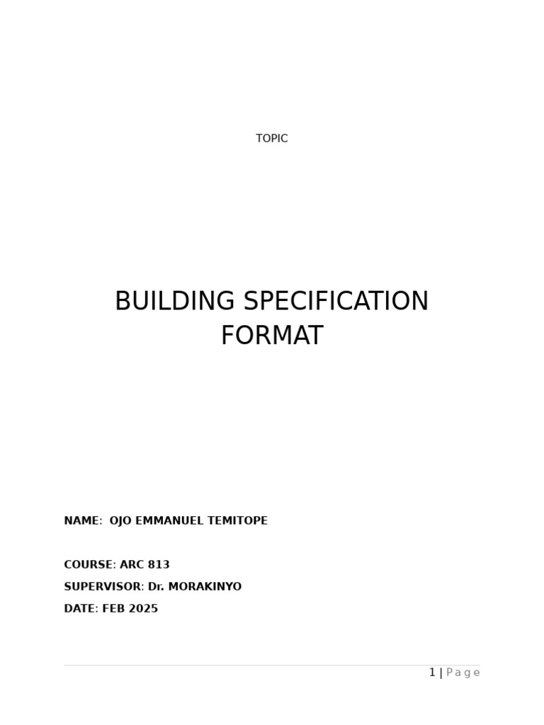 Building Specification Format Guide | PDF | Concrete | Specification ...