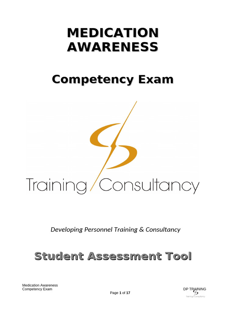 Medication Awareness Competency Exam | PDF | Dementia | Diabetes