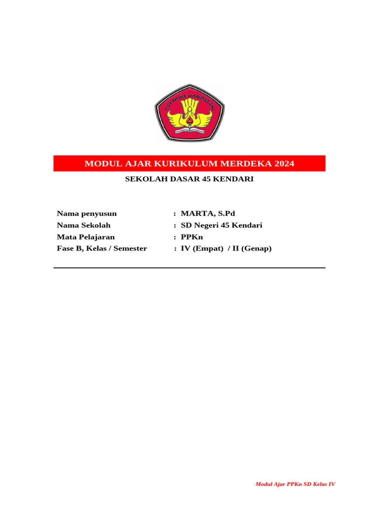 Modul Ajar PPKN Bab 4 Kelas 4 | PDF