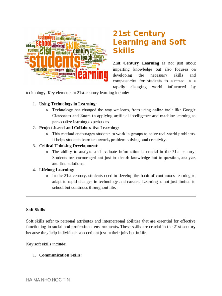 21st Century Learning & Soft Skills Guide | PDF | Skill | Learning