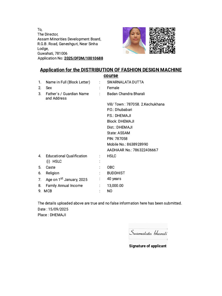 Swarnalata Bharali Silai Machine | PDF