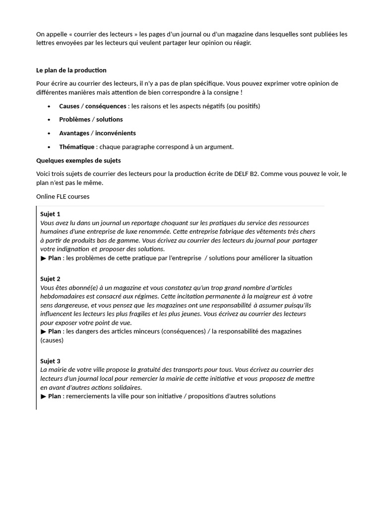 Guide du courrier des lecteurs efficace | PDF