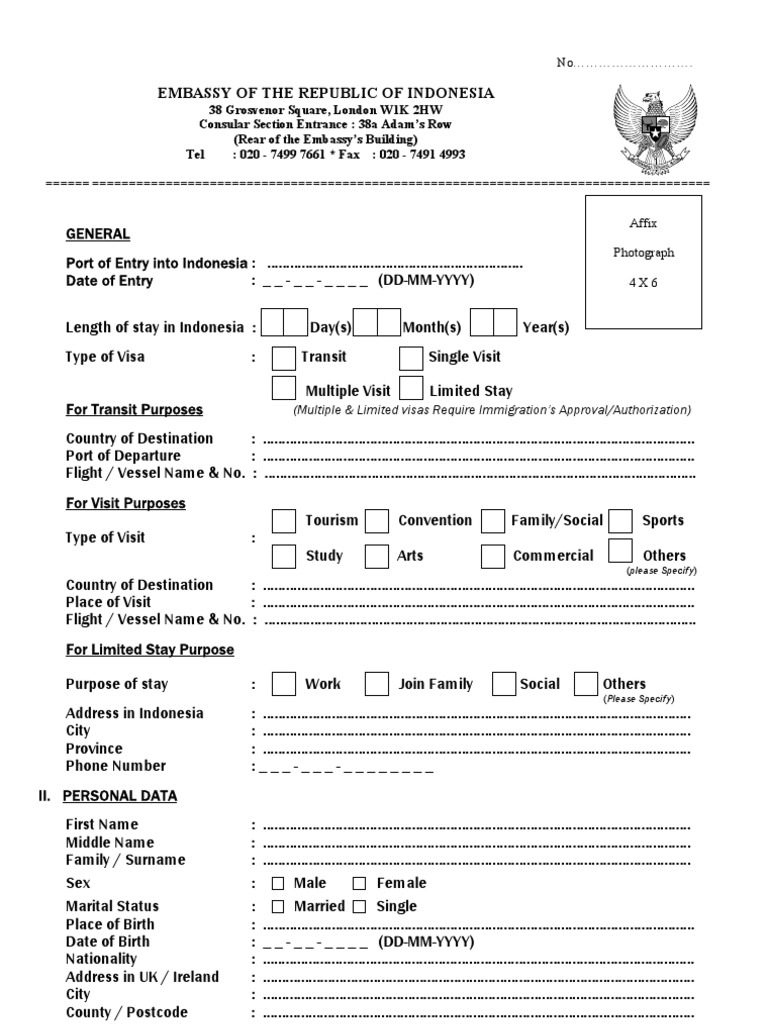 Formulir Visa | PDF | Travel Visa | Passport
