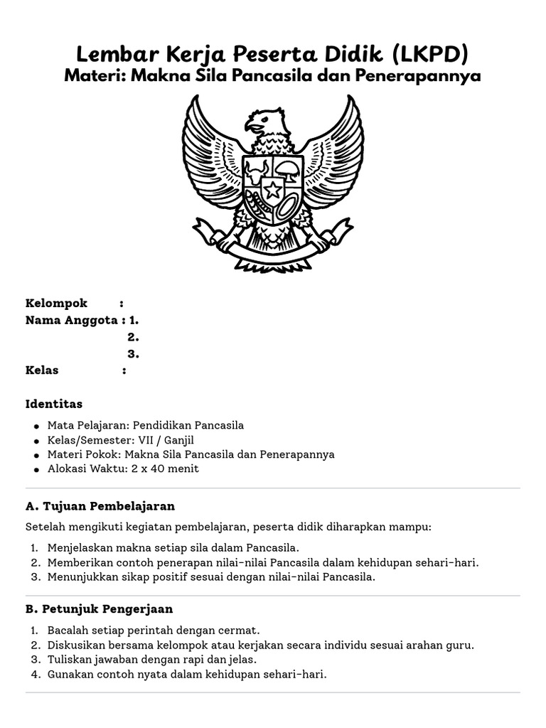 LKPD Bab 2 PKN Kls 7 | PDF