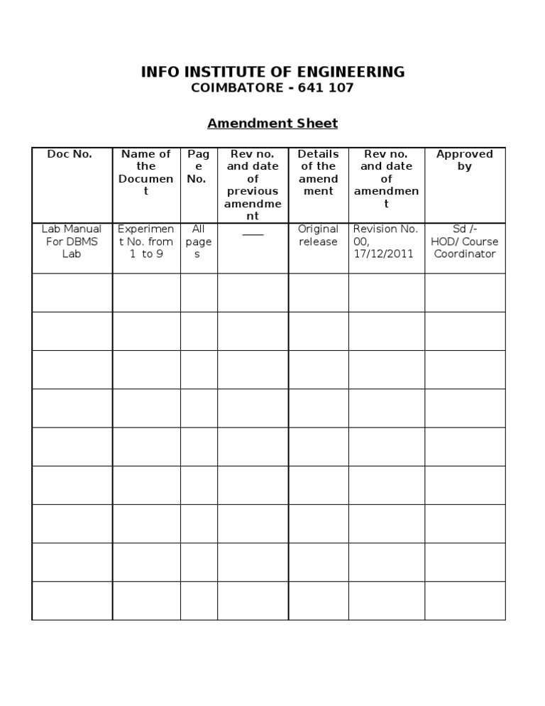 Amendment Sheet | PDF