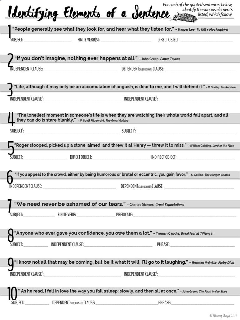 Identifying Sentence Elements | PDF | Subject (Grammar) | Clause