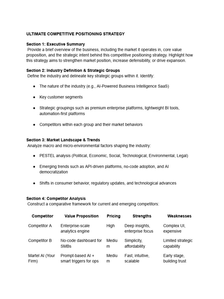 Competitive Positioning Strategy Guide | PDF | Artificial Intelligence ...